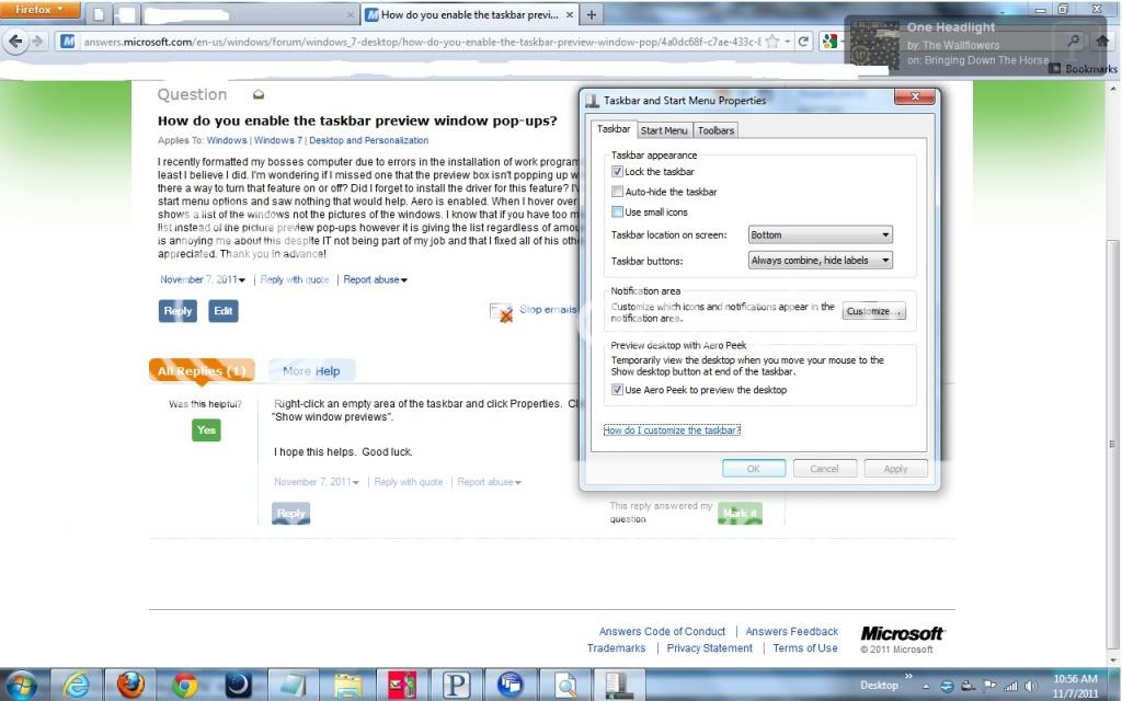 How do you enable the taskbar preview window pop-ups? - Microsoft Q&A